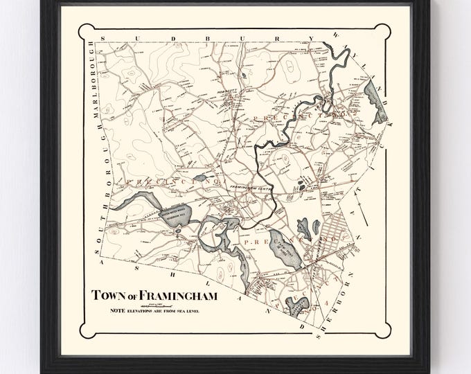Framingham Map Print Framingham Map Massachusetts Map Art Framingham ...