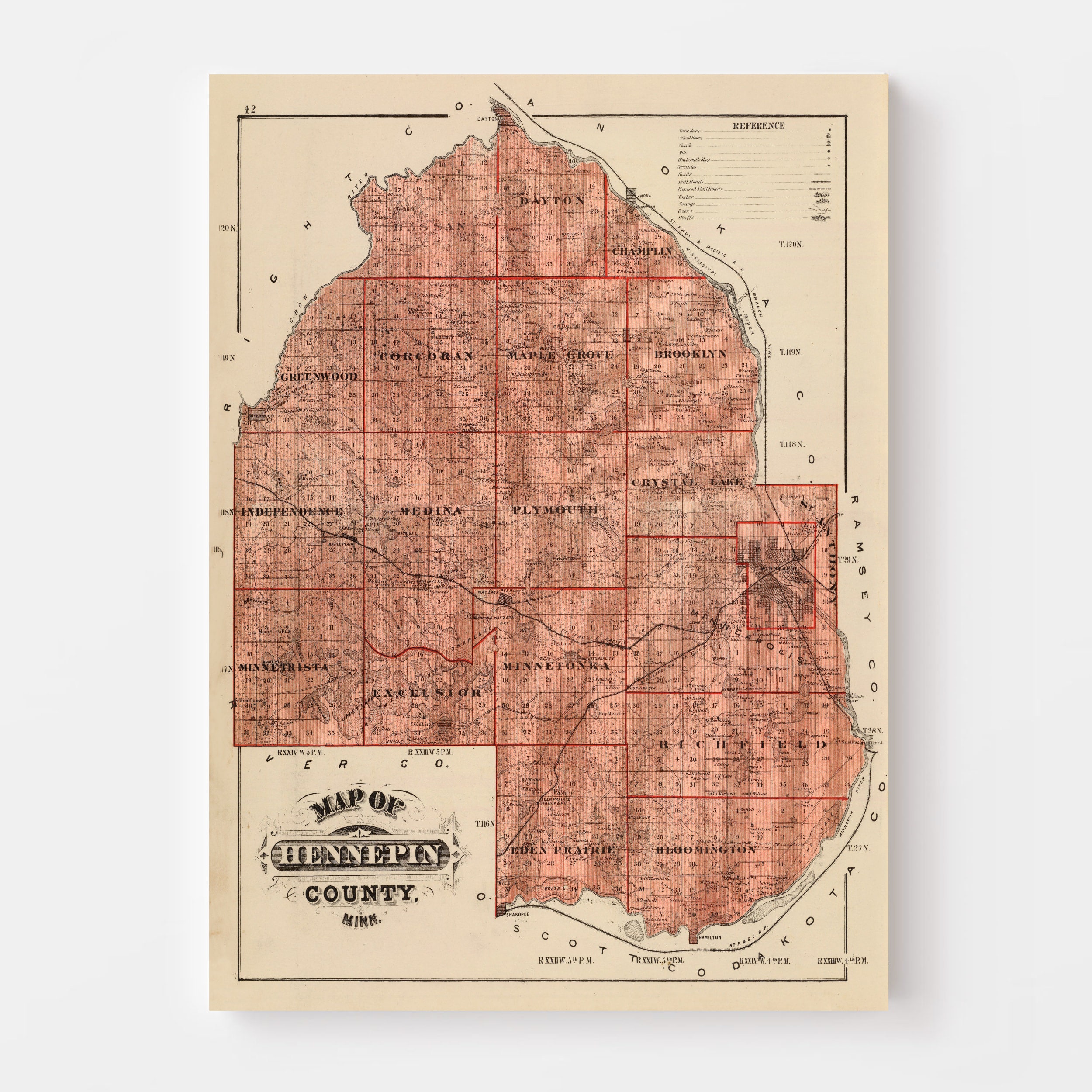 Hennepin County MN Map 1874 Old Map of Minneapolis Minnesota - Etsy Hennepin County MN Map 1874 Old Map of Minneapolis Minnesota - Etsy