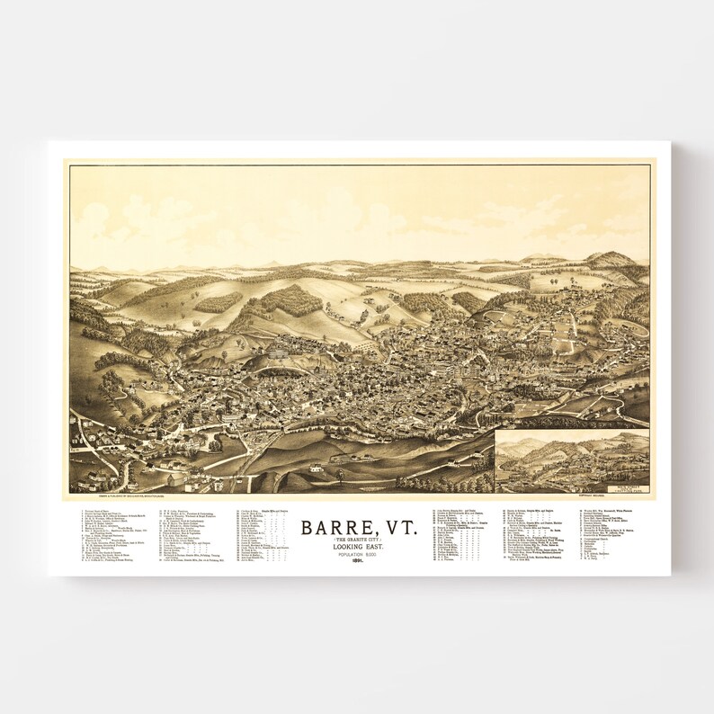 Barre Map 1891 Old Map of Barre Vermont Art Vintage Print - Etsy