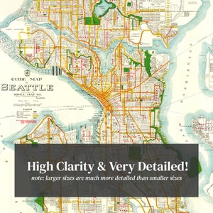 Seattle Map 1929 Old Map of Seattle Washington Art Vintage Print Framed ...