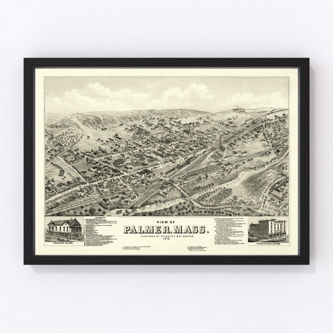 Palmer Map 1879, Vintage Palmer Map, Old Palmer Massachusetts Art, Wall ...