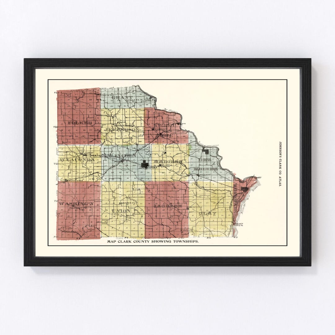 Clark County Map 1896, Vintage Clark County Map, Old Clark County ...