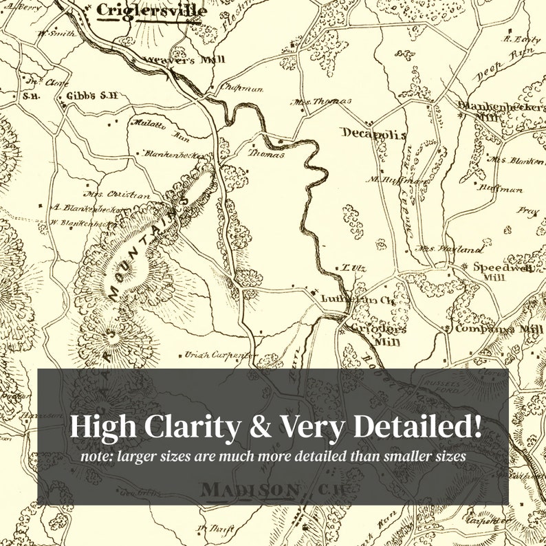 Madison County Map 1875, Vintage Madison County Map, Old Madison County ...