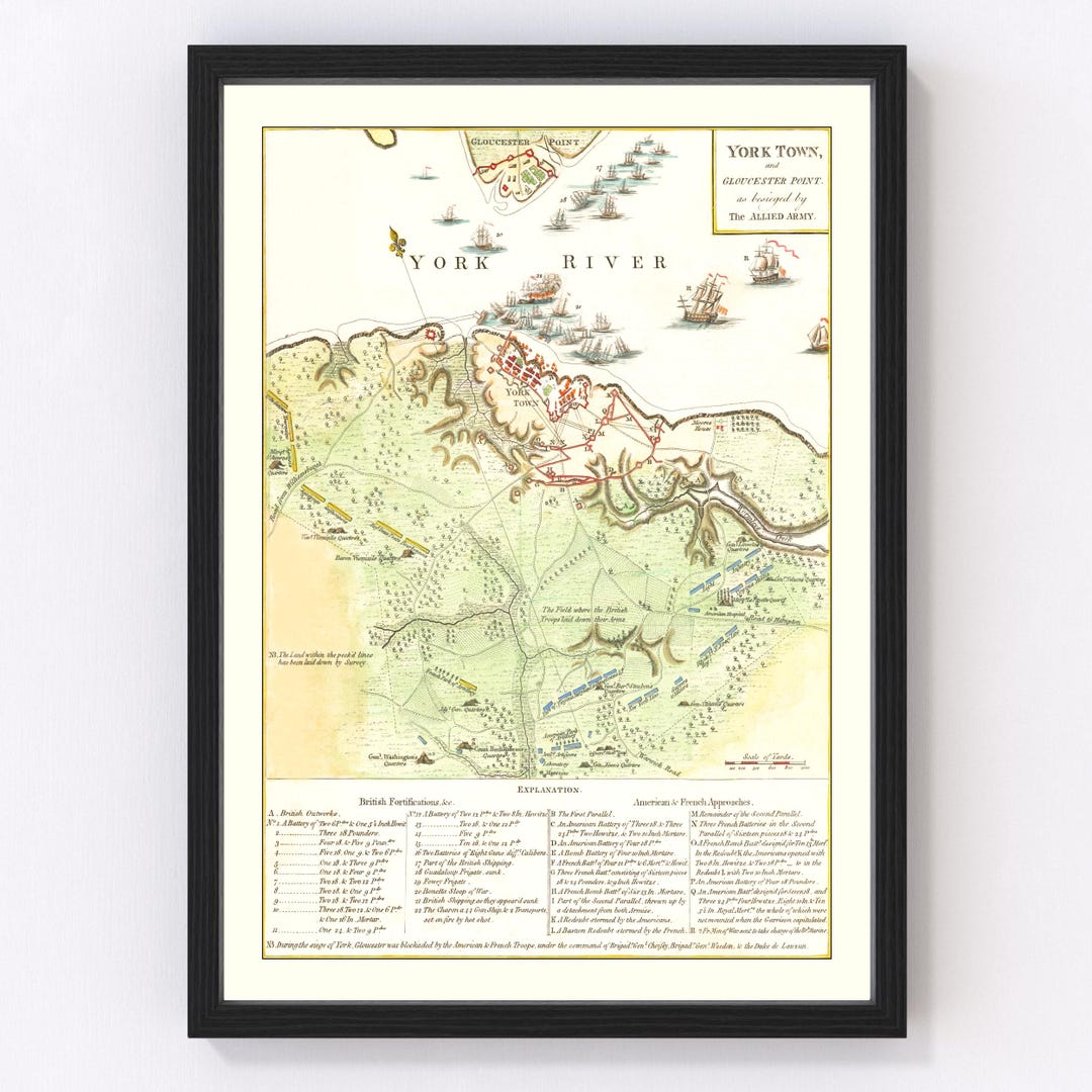 Yorktown Map 1788, Vintage Yorktown Map, Old Yorktown Art, Wall Art ...