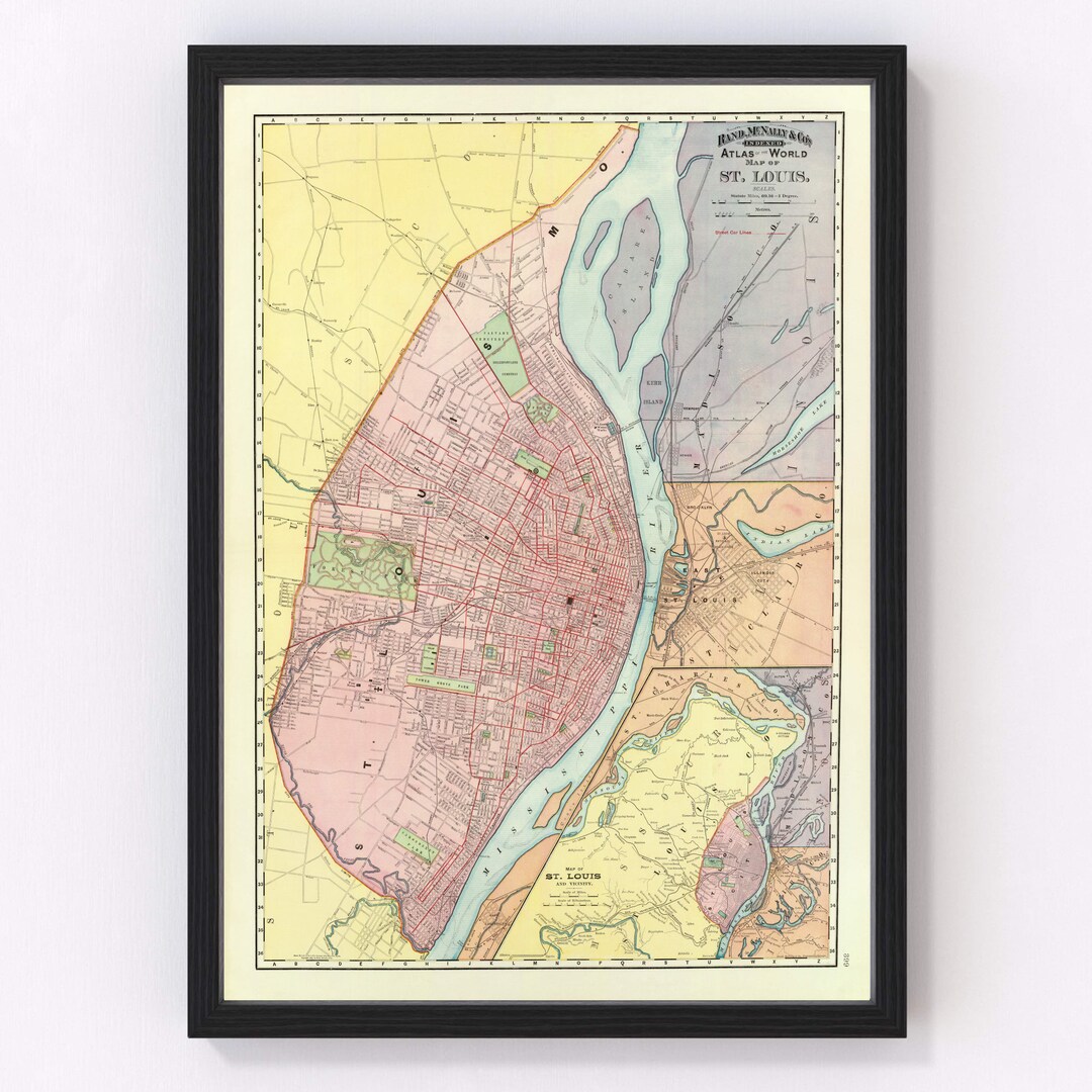 Saint Louis Map 1897, Vintage Saint Louis Map, Old Saint Louis Missouri ...