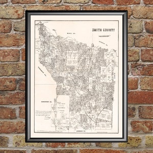 Vintage Smith County Map 1880 Smith County TX Land Ownership | Etsy