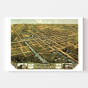 Massillon Map 1870 Old Map of Massillon Ohio Art Vintage Print Framed ...