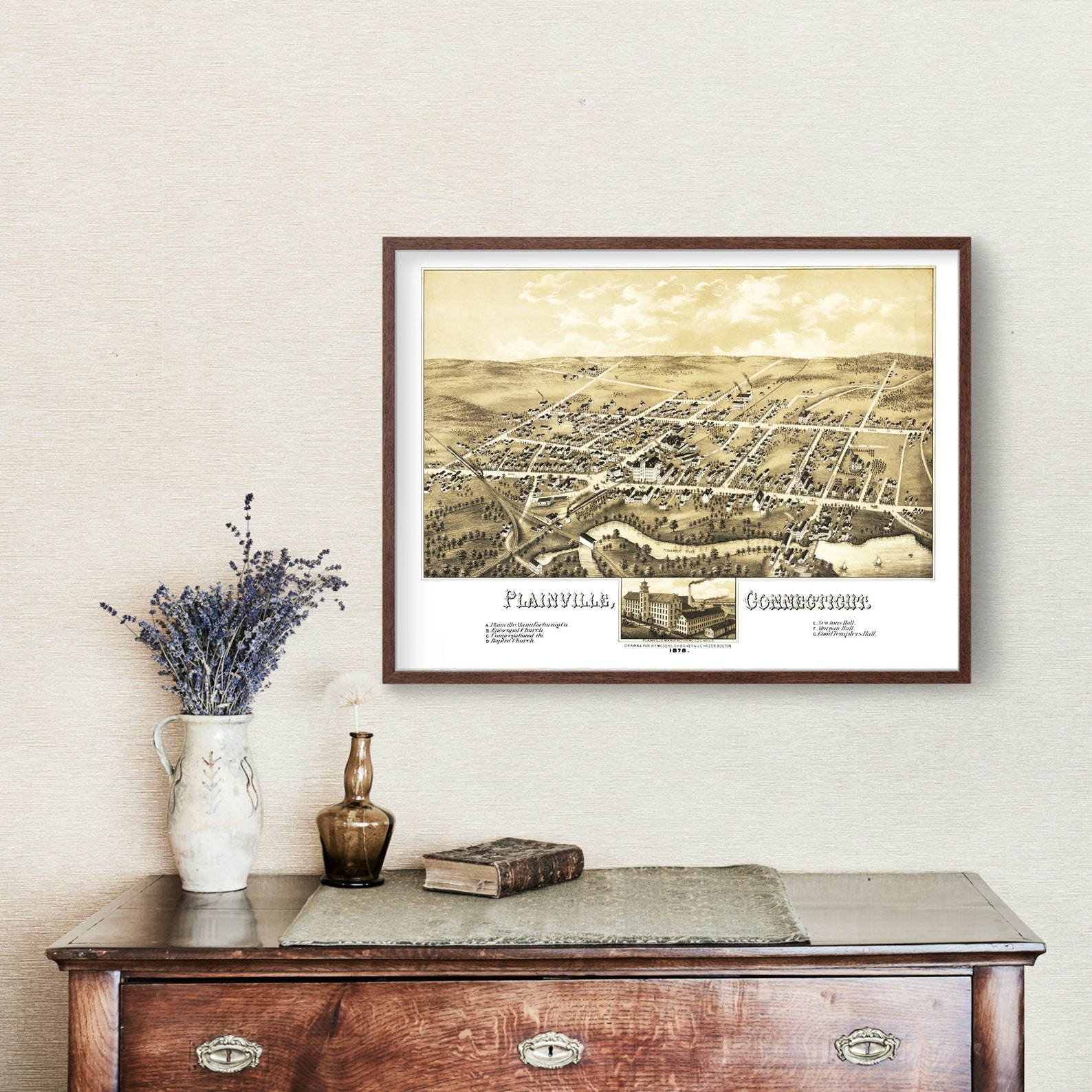 Plainville Map 1878, Vintage Plainville Map, Old Plainville Connecticut ...