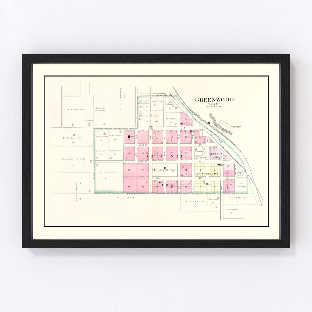 Greenwood Map 1904, Vintage Greenwood Map, Old Greenwood Missouri Art ...