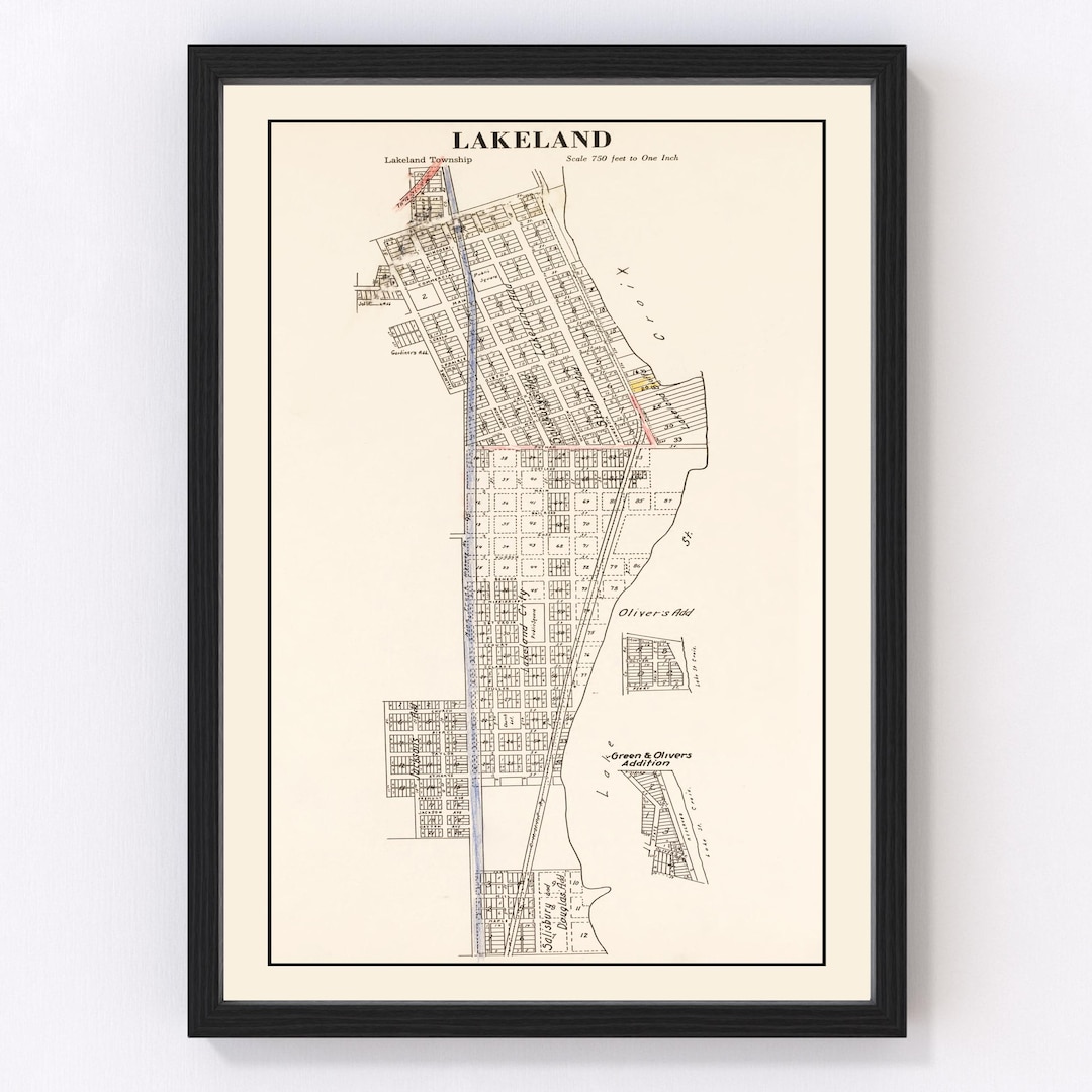 Lakeland Map 1938, Vintage Lakeland Map, Old Lakeland Minnesota Art ...