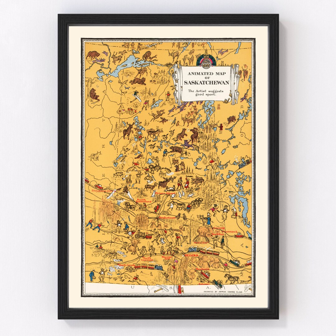 Saskatchewan Canada Map 1929, Vintage Saskatchewan Canada Map, Old ...