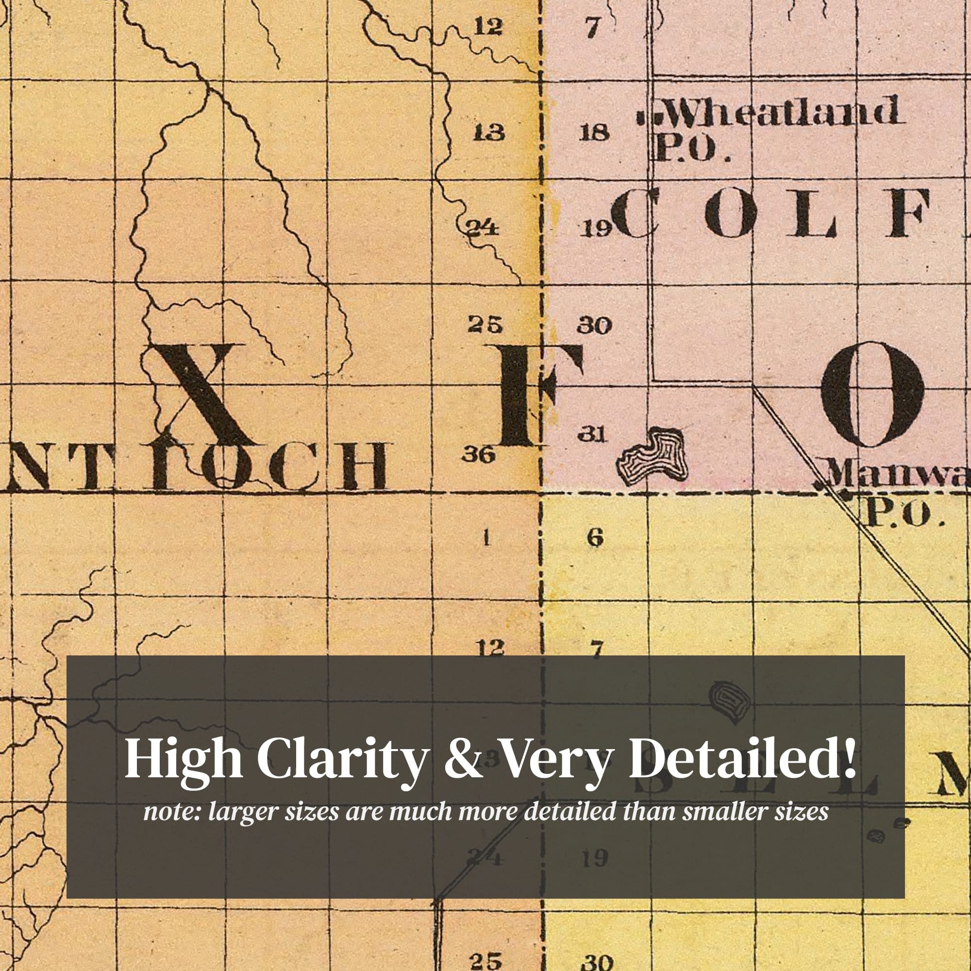 Wexford County MI Map 1873 Old Map of Cadillac Michigan Art - Etsy