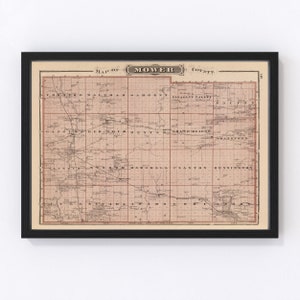 Mower County MN Map 1874 Old Map of Austin Minnesota Art Vintage Print ...