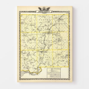 Johnson County IL Map 1876 Old Map of Vienna Illinois Art Vintage Print ...