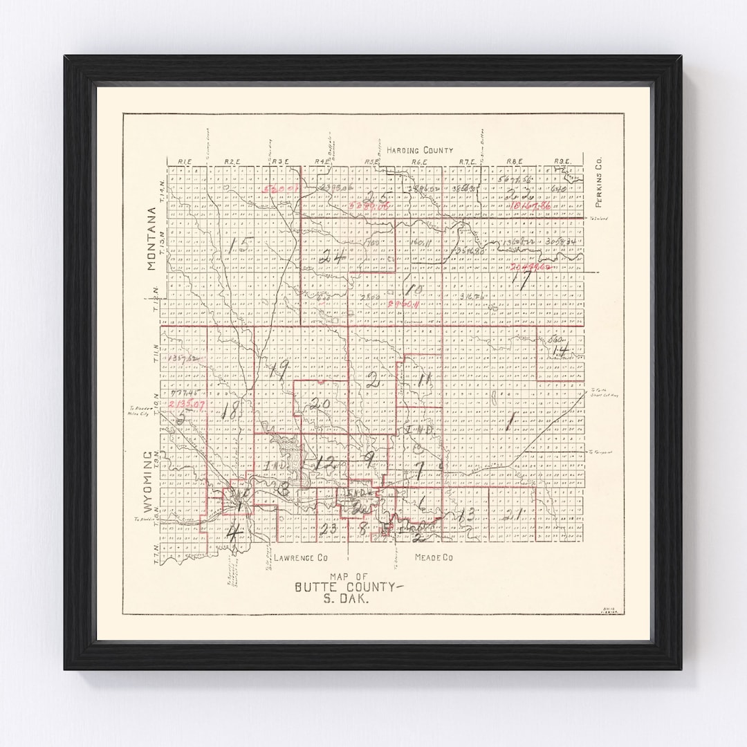 Butte County Map 1936, Vintage Butte County Map, Old Butte County South ...