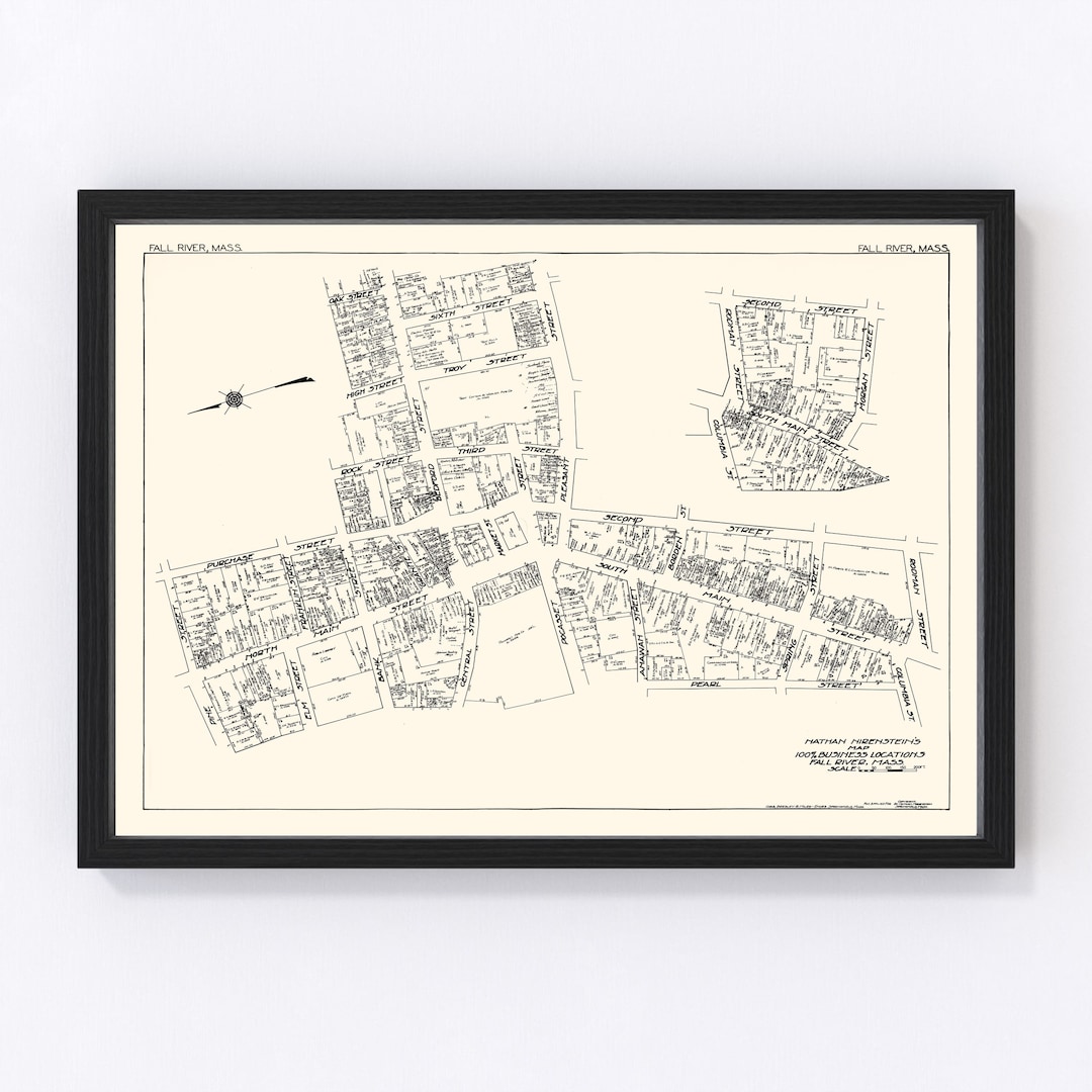 Fall River Map 1929, Vintage Fall River Map, Old Fall River ...