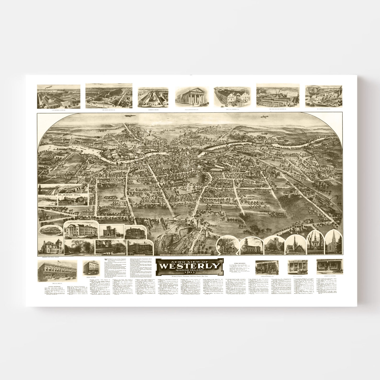 Westerly Map 1911 Old Map of Westerly Rhode Island Art - Etsy