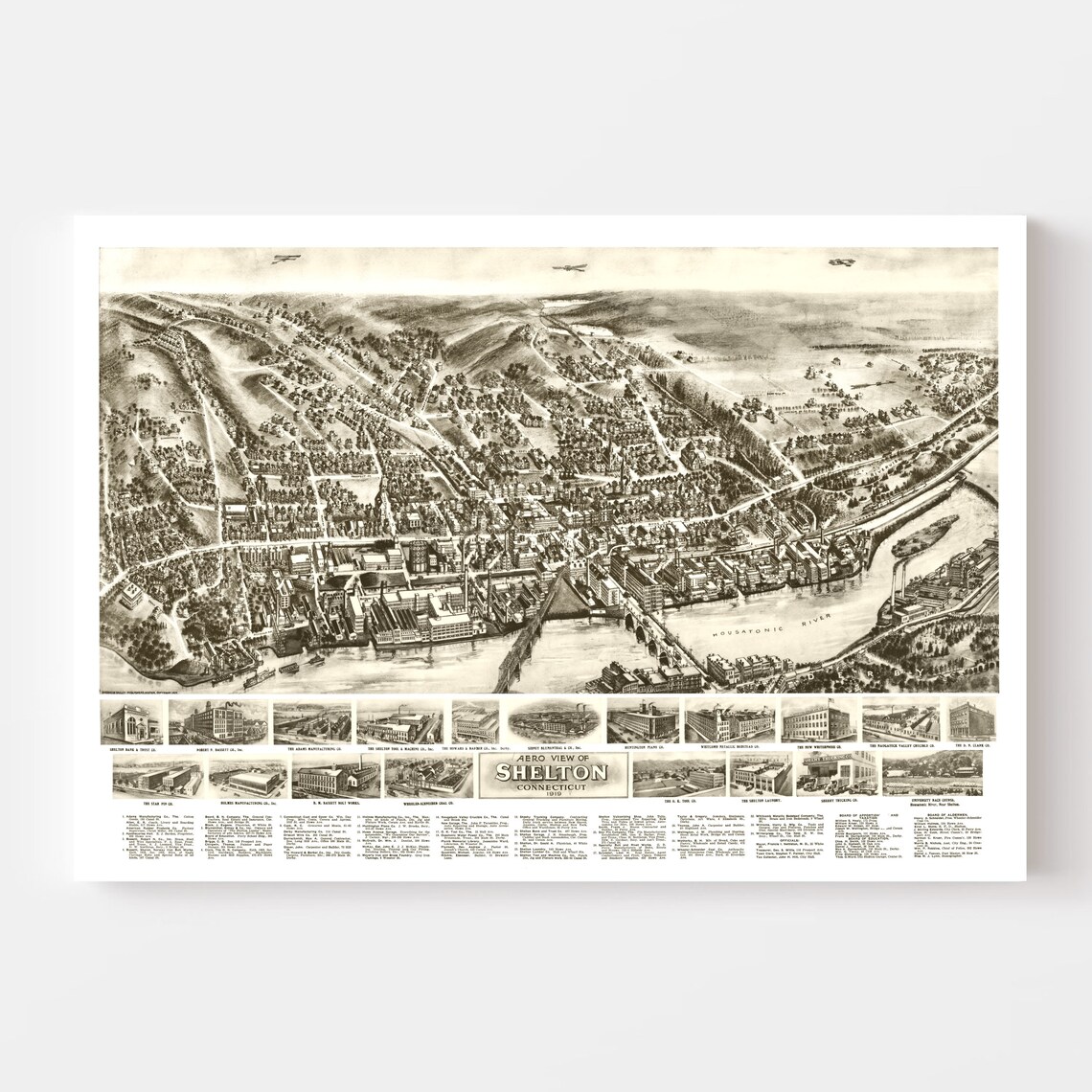 Shelton Map 1919 Old Map of Shelton Connecticut Art Vintage - Etsy