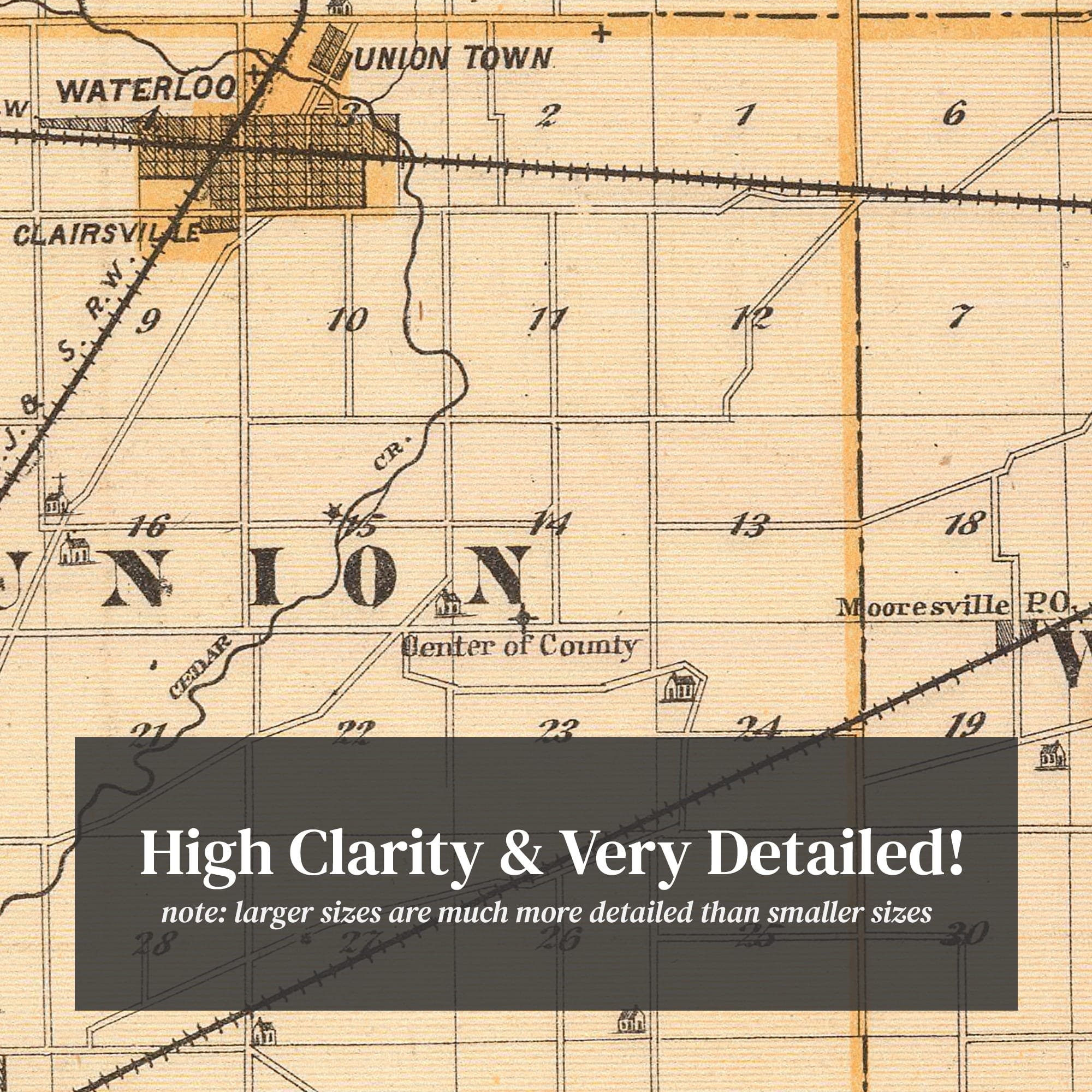 Dekalb County IN Map 1876 Old Map of Auburn Indiana Art - Etsy