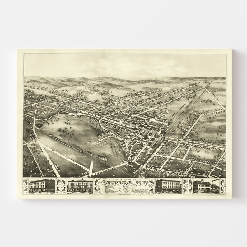 Oneida Map 1874, Vintage Oneida Map, Old Oneida New York Art, Wall Art ...