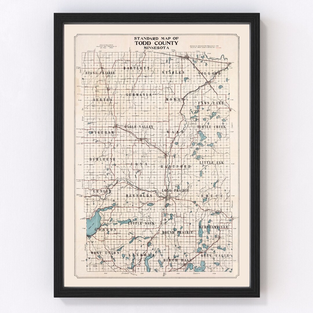 Todd County Map 1913, Vintage Todd County Map, Old Todd County ...