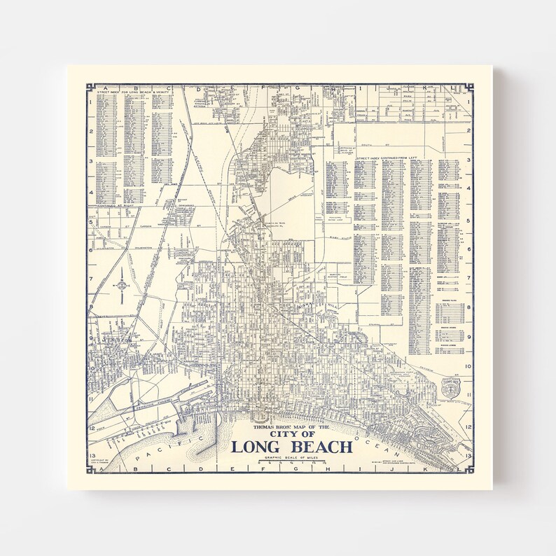 Long Beach Map 1938 Old Map of Long Beach California Art - Etsy