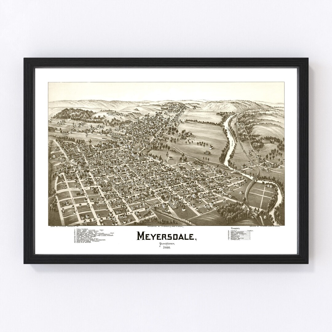 Meyersdale Map 1900 Old Map of Meyersdale Pennsylvania Art Vintage ...