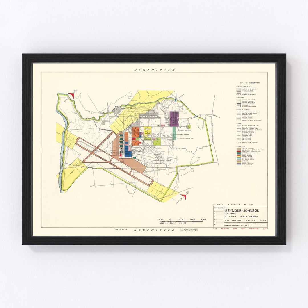Seymour - Johnson Air Base Map 1953, Vintage Seymour - Johnson Air Base ...