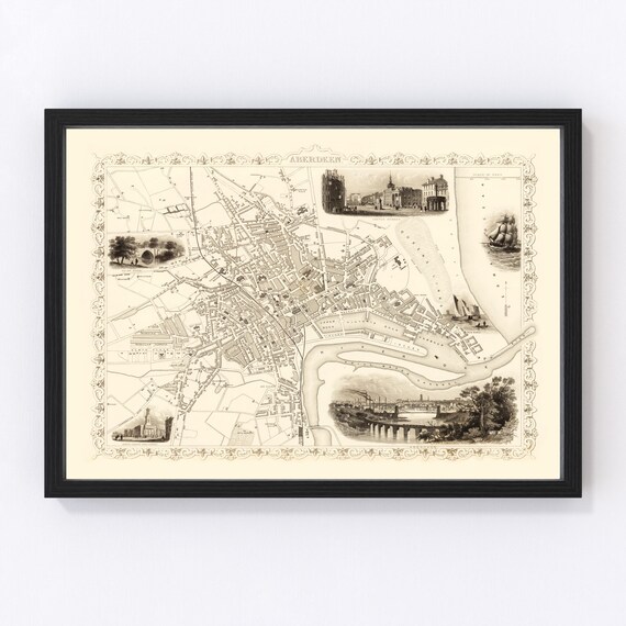 Aberdeen Map 1851 Old Map of Aberdeen Scotland Art Vintage - Etsy