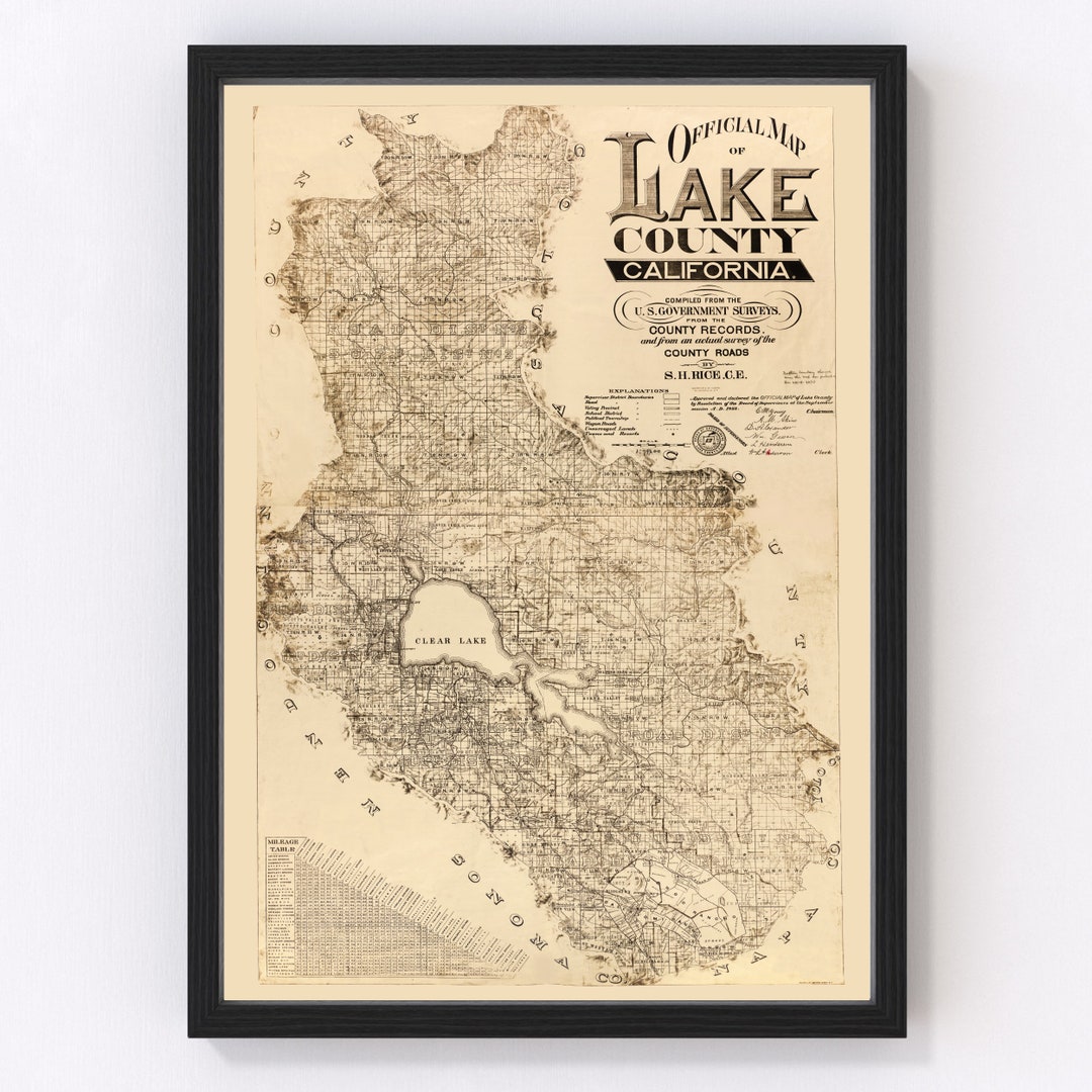 Lake County California Map 1892 - Old Map of Lake County California Art ...