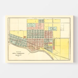 Vermillion Map 1894 Old Map of Vermillion South Dakota Art Vintage ...
