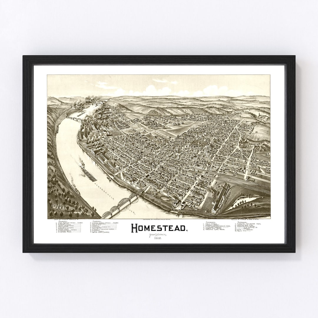 Homestead Map 1902, Vintage Homestead Map, Old Homestead Pennsylvania ...
