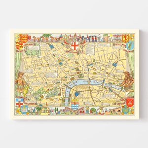 London Map 1938, Vintage London Map, Old London Art, Wall Art Gift for ...