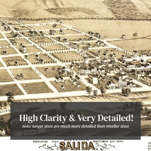 Salida Map 1882 - Old Map of Salida Colorado Art Vintage Print Framed ...