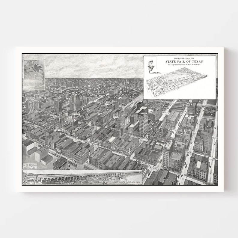 Dallas Map 1912 Old Map of Dallas Texas Art Vintage Print - Etsy