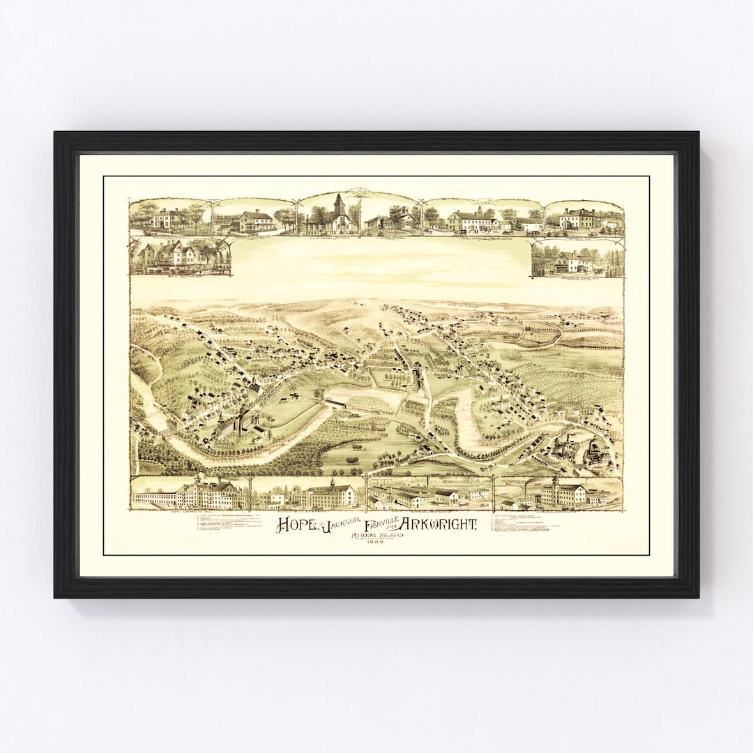 Hope Map 1889, Vintage Hope Map, Old Hope Rhode Island Art, Wall Art ...