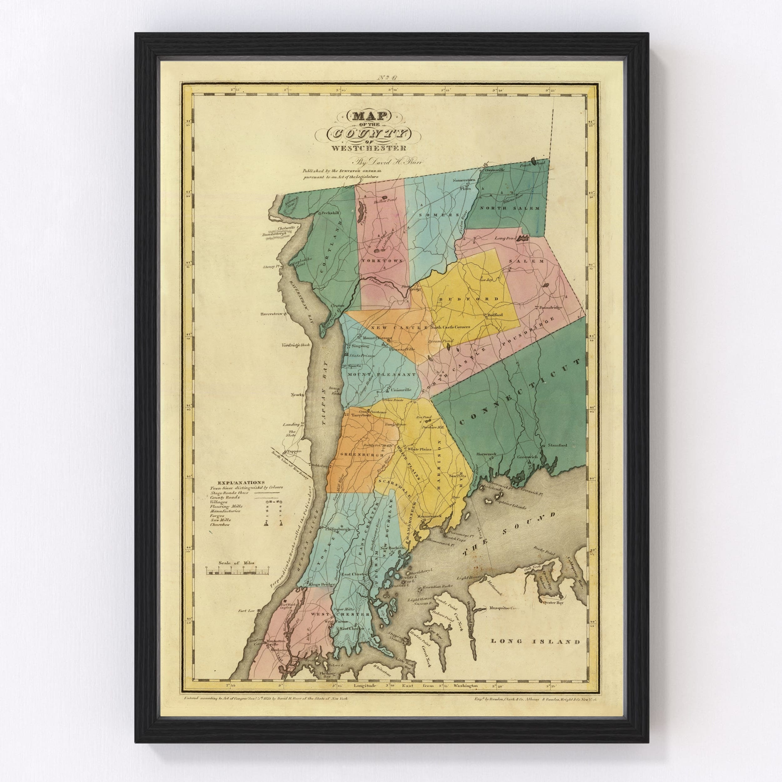 Westchester County NY Map 1829 Old Map of White Plains New - Etsy