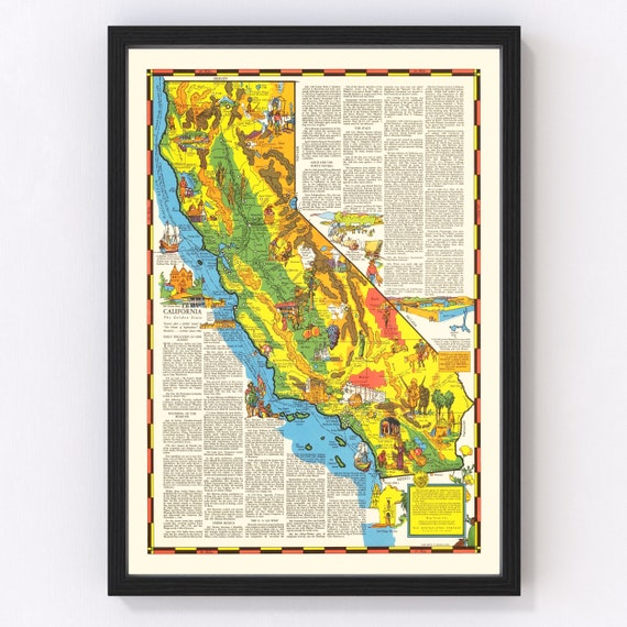 California Map 1938 Old Map of California Art Vintage Print - Etsy