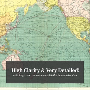 Pacific Ocean Map 1922, Vintage Pacific Ocean Map, Old Pacific Ocean ...