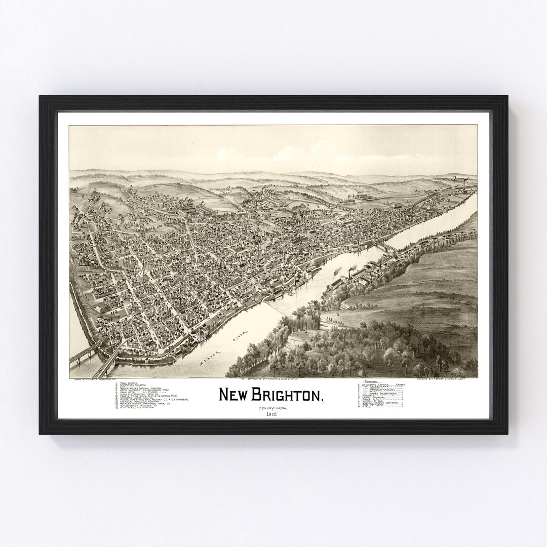 New Brighton Map 1901 Old Map of New Brighton Pennsylvania Art Vintage ...