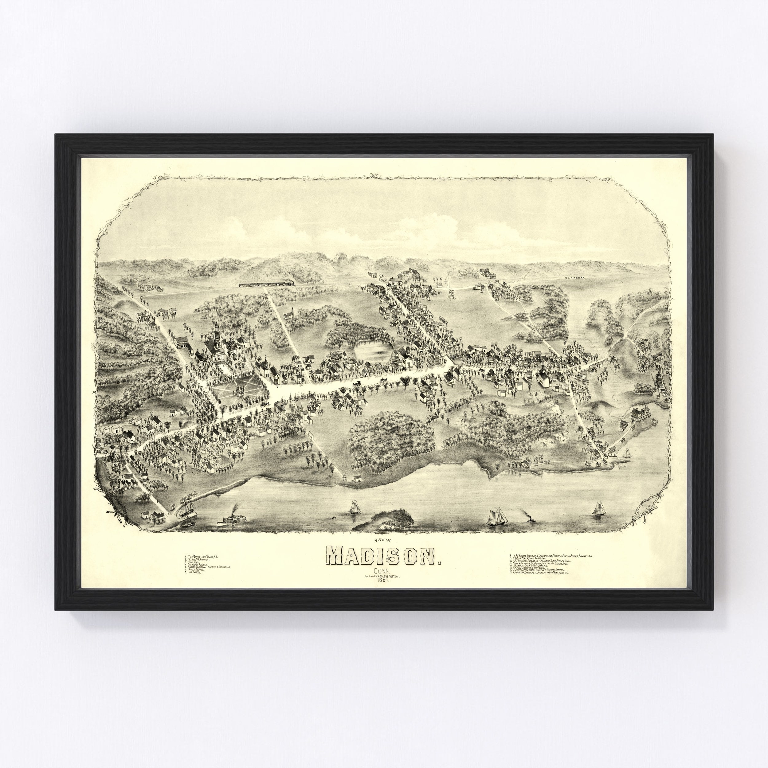 Madison Map 1881 Old Map of Madison Connecticut Art Vintage - Etsy