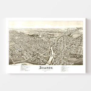 Sharon Map 1901 Old Map of Sharon Pennsylvania Art Vintage Print Framed ...