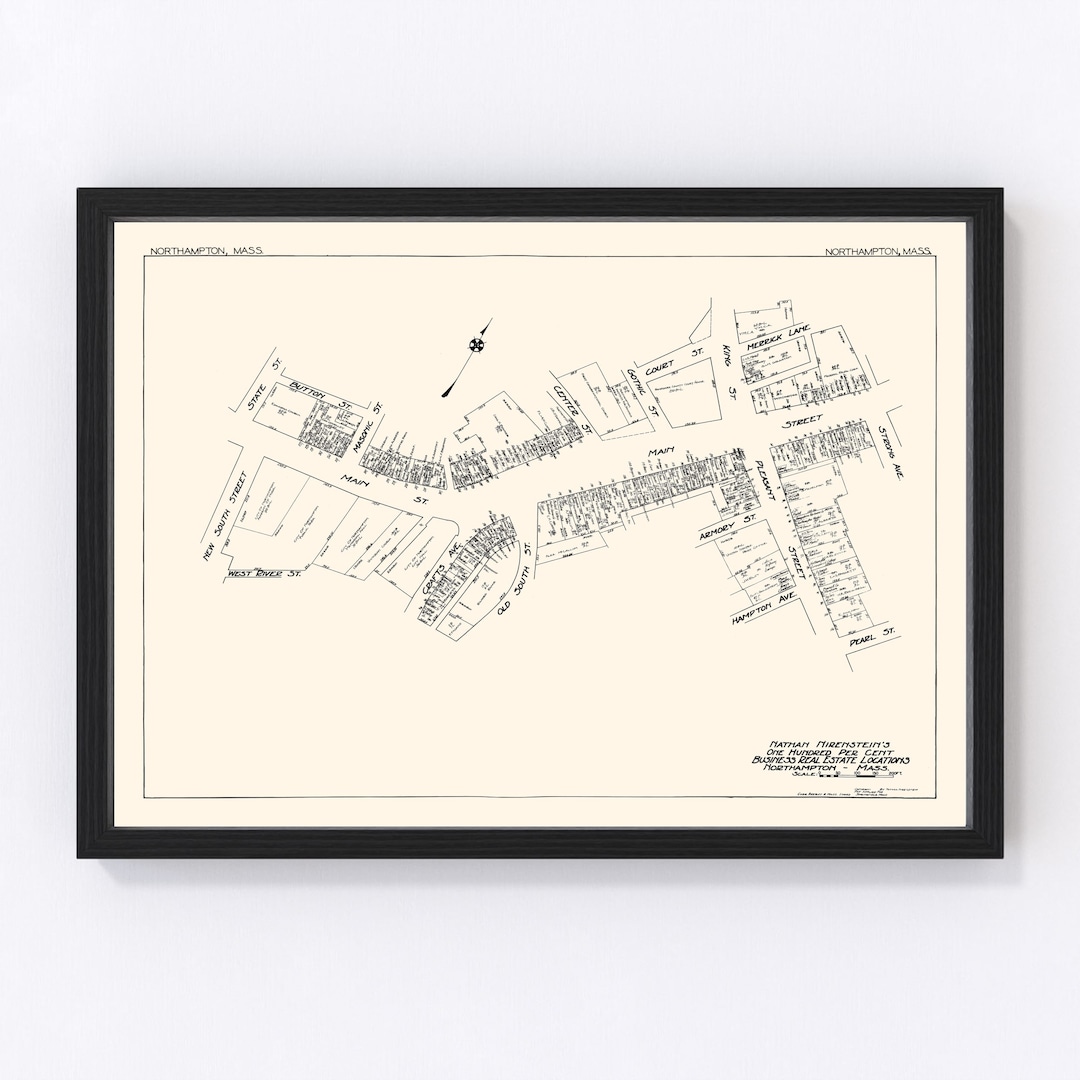 Northampton Map 1929 Old Map of Northampton Business Section ...