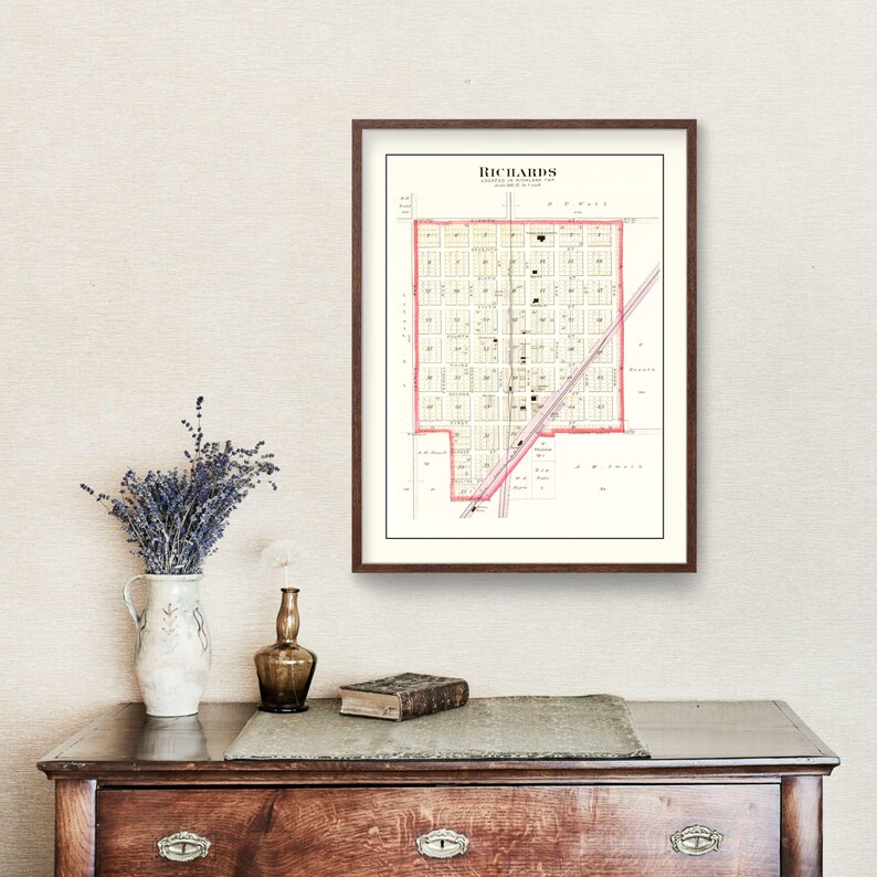 Richards Map 1903, Vintage Richards Map, Old Richards Missouri Art ...