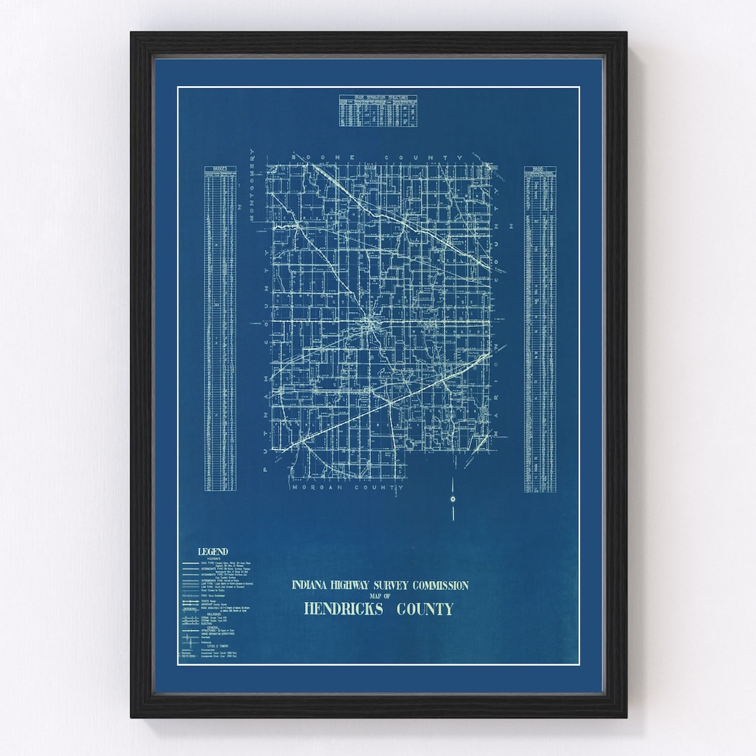 Hendricks County Map 1936, Vintage Hendricks County Map, Old Hendricks ...