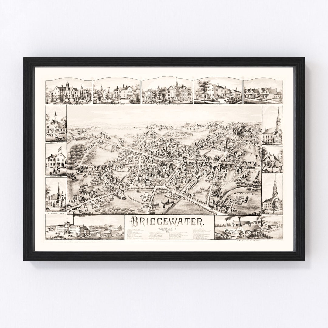 Bridgewater Map 1887, Vintage Bridgewater Map, Old Bridgewater ...