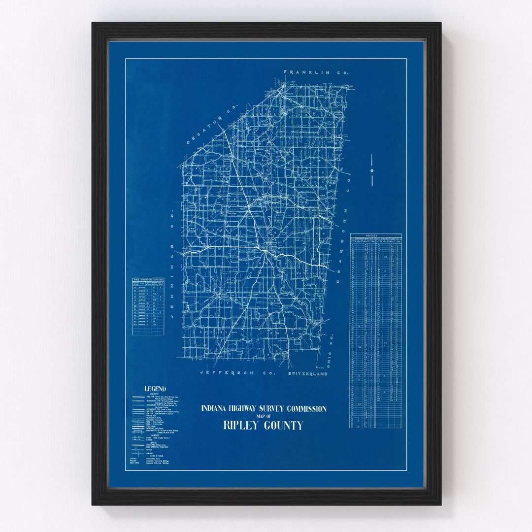 Ripley County Map 1936, Vintage Ripley County Map, Old Ripley County ...