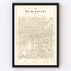 Young County Texas Map 1898 Old Map of Young County Texas Art Vintage ...