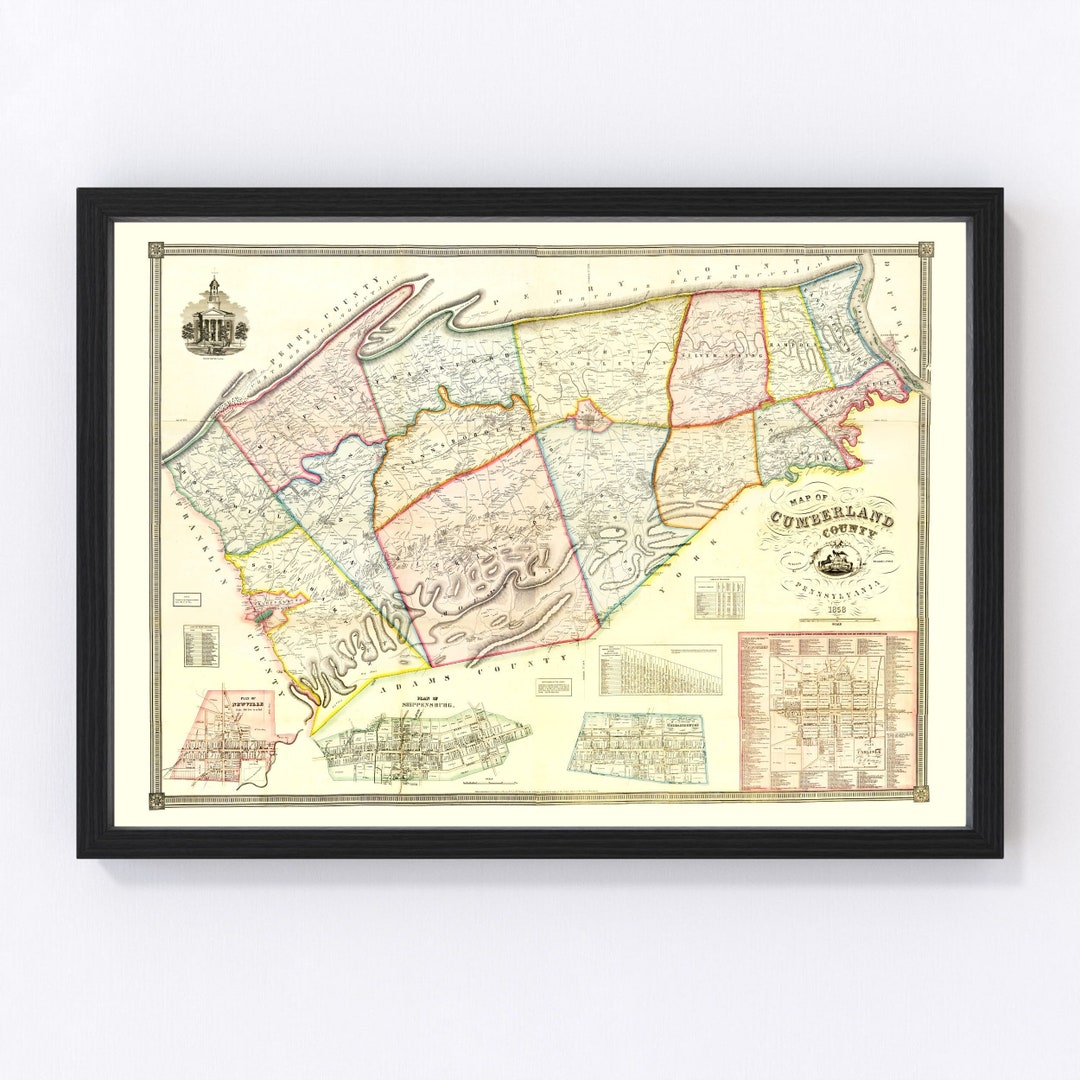 Cumberland County Map 1858, Vintage Cumberland County Map, Old ...