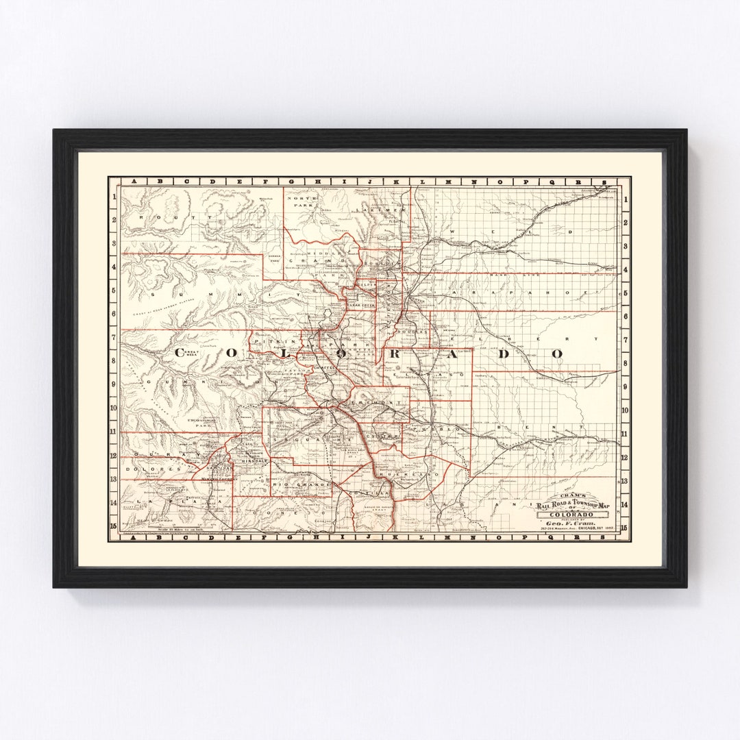 Colorado Railroad Map 1882 - Old Railroad Map of Colorado Art Vintage ...